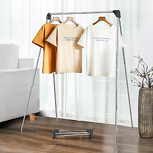 ANLEBUY Portable Garment Rack, Folding Clothes Rack, Collapsible Clothing Rack for Dance, Travel, Camping, Laundry, Indoor, Outdoor, Drying, RV, Mini Compact Racks Black + 3 Foldable Clothes Hangers