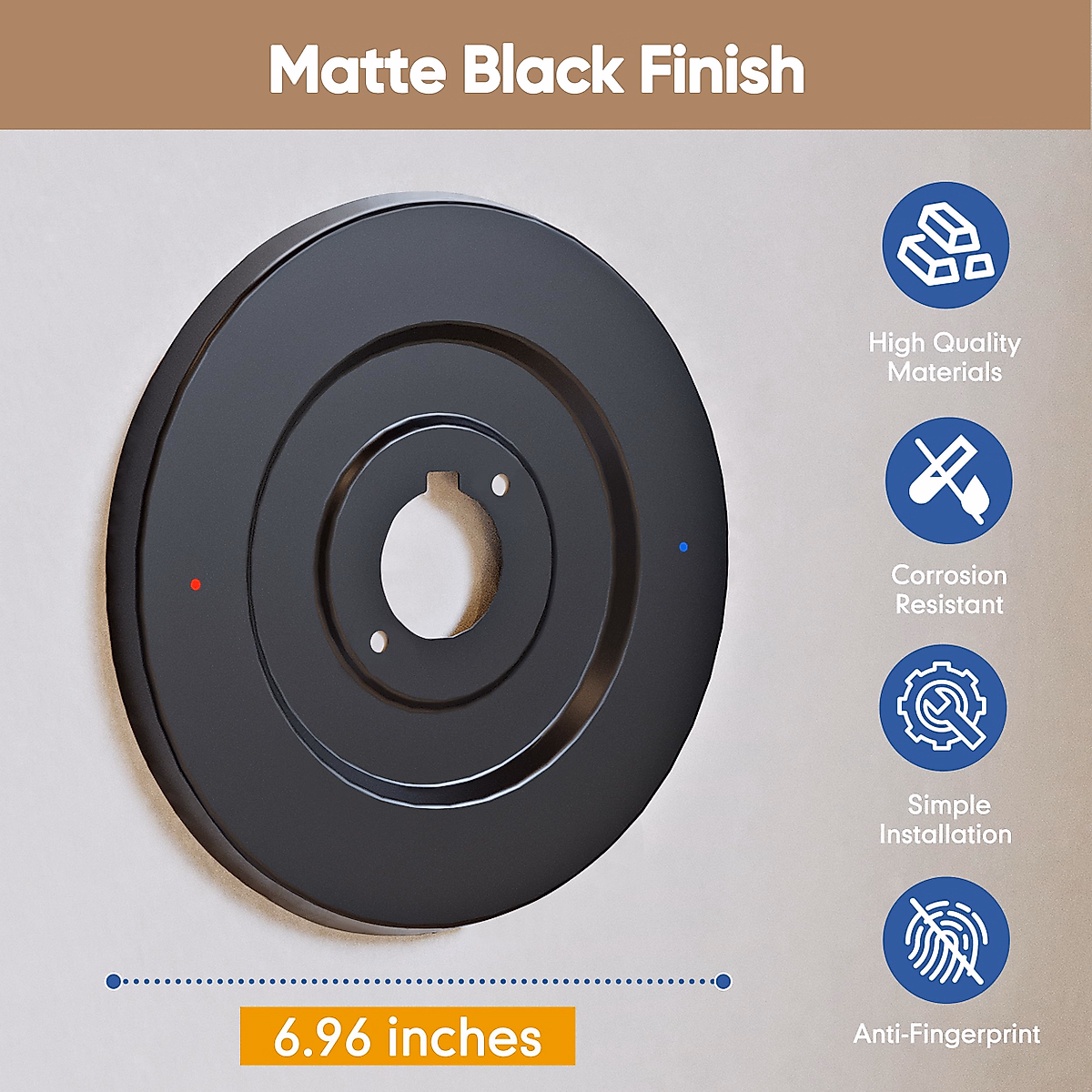 Escutcheon Replacement for Moen Shower Trim, for One-Handle Tub and Shower Faucet, Valve Trim Only, Matte Black