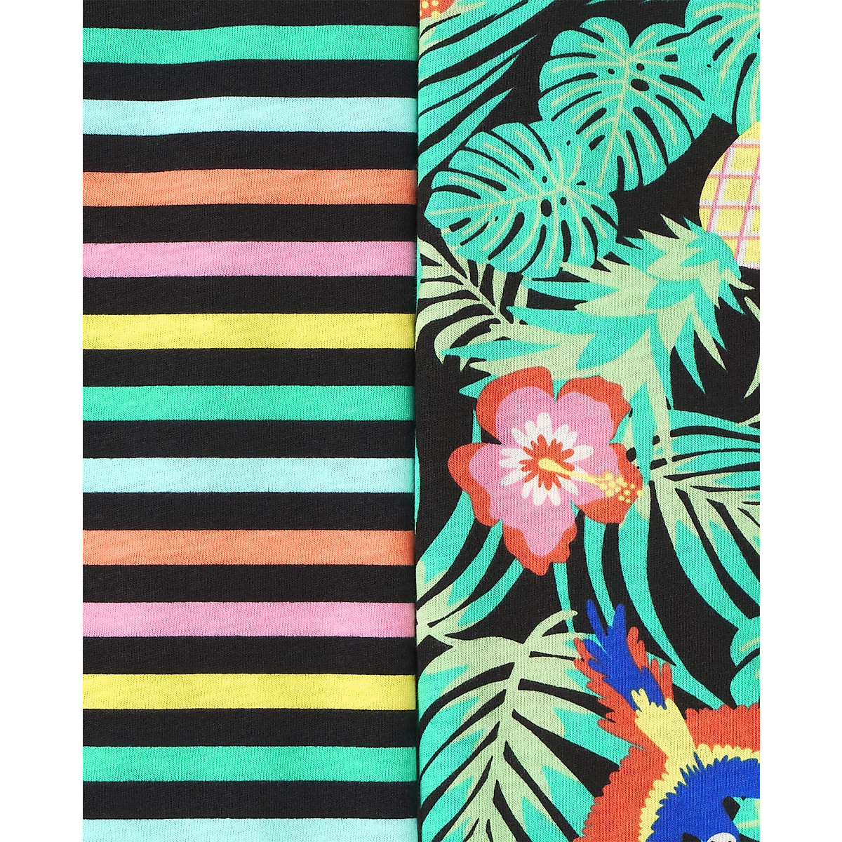 The Children's Place Baby Toddler Girls Sleeveless Fashion Tank Top, Tropical/Tropical Scene/Stripes 3-Pack, 4T