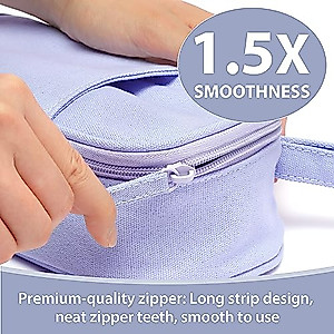 SPACEMATE Heavy Duty Canvas Pencil Case Pouch Bag - Holds 50-100 Pencils - Large Big Capacity Aesthetic Pen Case School Supplies for Girls Women Adults (Purple)