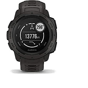 Garmin 010-N2064-00 Instinct, Rugged Outdoor Watch with GPS, Features GLONASS and Galileo, Heart Rate Monitoring and 3-axis Compass, 1.27-inch, Graphite (Renewed)