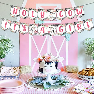 Cow Baby Shower Decorations for Girl Holy Cow Its a Girl Baby Shower Banner Pink Holy Cow Farm Animal Baby Shower Barnyard Cow Print Baby Shower Decorations