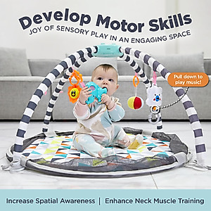 5 in 1 Baby Play Gym and Ball Pit - Baby Gym with 6 Toys, Balls, Tummy Pillow, Tummy Time Play Mat - Easy to Set Up Baby Activity Mat - Baby Gym Ball Pit - Infant Playmats for Boy & Girls