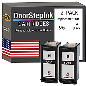 DoorStepInk Remanufactured Ink in The USA Cartridge Replacements for HP 96 2 Black (C8767WN) for HP DeskJet Series: 5740, 5940, 6520, 6540, 6620, 6830v, 6840, 6940, 6980, 9800