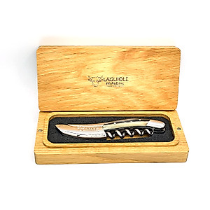 Laguiole En Aubrac Sommelier No 9 DeLuxe Waiter's Corkscrew, Solid Horn Handle, Wine Opener With Foil Cutter & Bottle Opener | Special Crafting Along The Luxury Corkscrew