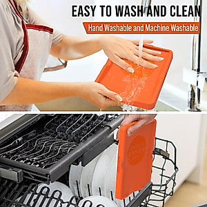 Silicone Spatula Mat for Ladle, Spoon Rest Kitchen Utensil Holder Drip Pad, Heat Resistant Spoon Holder for Stove Top & Grill, Non Slip, Keep Neat and Clean(Orange)