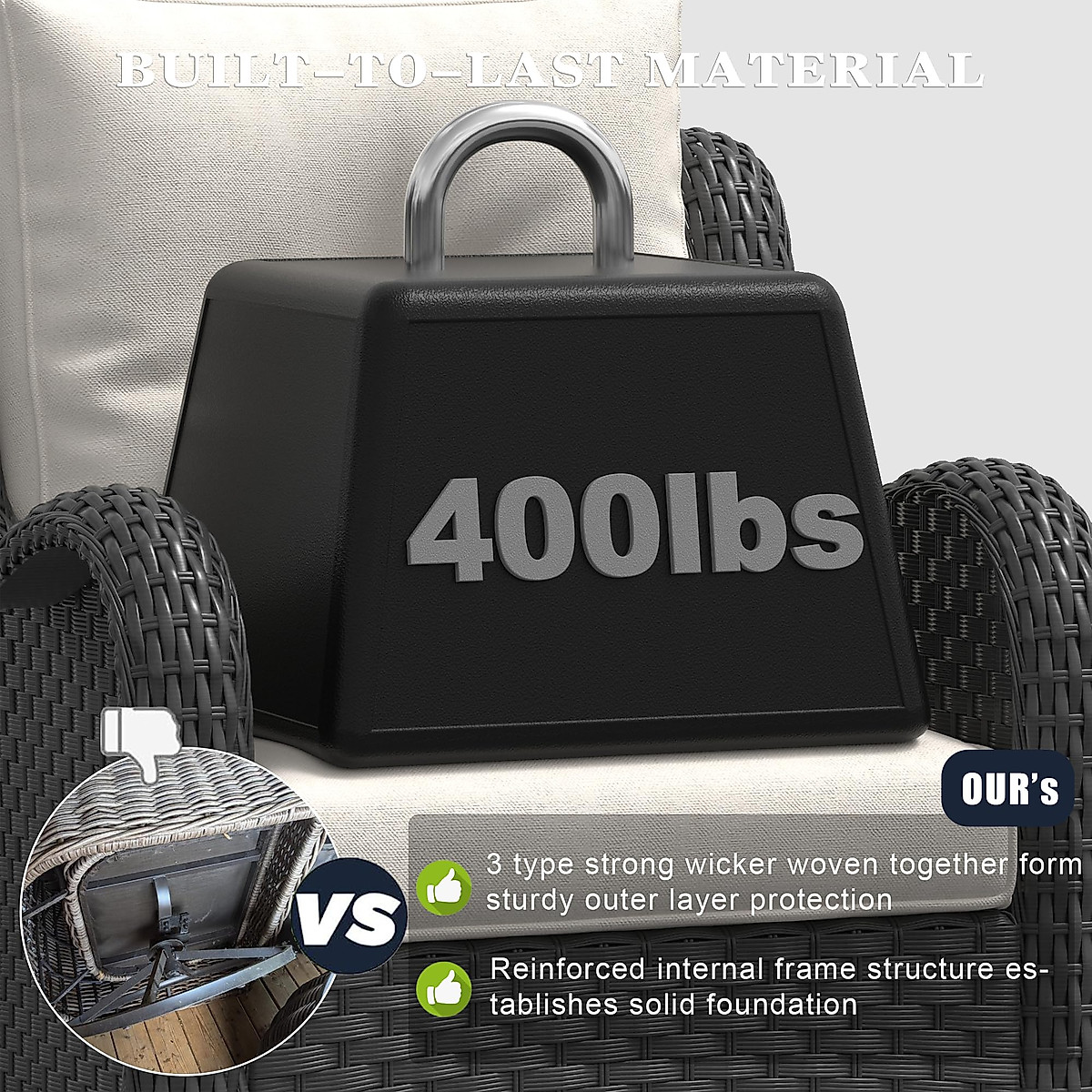 LayinSun 6 Pieces Outdoor Patio Furniture Set, Rattan Wicker Sectional Swivel Rocker Chairs Sets with Ottomans, Swivel Glider Chairs, and Coffee Table