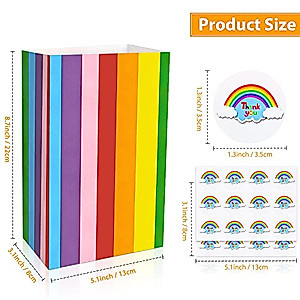 Party Favor Bags,Small Paper Bags,Paper Gift Bags Small Gift Bags Bulk,Paper Party Bags with FREE Stickers,Kraft Paper Goodie Bags Goody Bags Treats Bags Candy Bags,Rainbow Gift Bags Multipack Gift Wrap Bags for Birthdays Party,Easter,Holiday for Kids Boy
