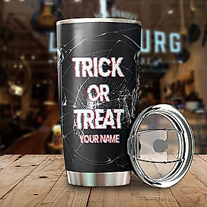 GBEELANA Personalized Name Halloween Tumbler Cup with Lid, Halloween Home Decor Kitchen Double Wall Vacuum Insulated, Stainless Steel Coffee Tumbler Cup