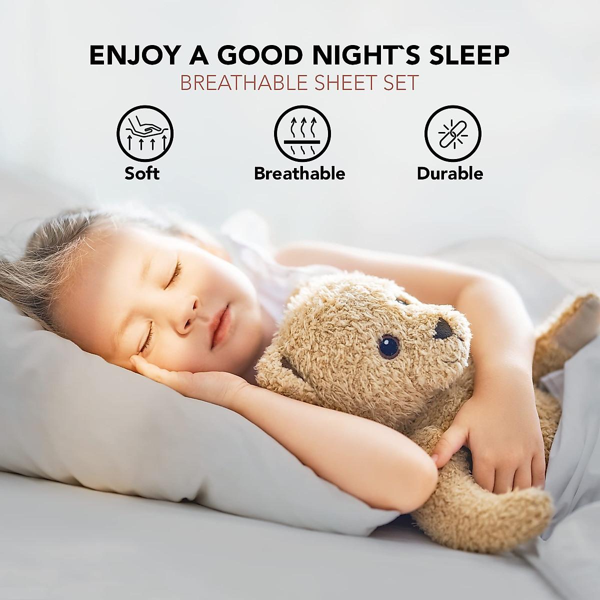 Deconovo Bed Sheets California King Sheet Sets Light Grey Cal King Microfiber 16" Deep Pocket 1800 Thread Count Luxury Comfort Bedding Silky Soft Touch 4 Pieces Pillowcases Flat Sheet & Fitted Sheet