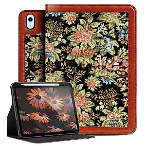 KUAELEN Case for iPad Air 11 inch M2 2024 Air 6th/ 5th Generation 2022 /Air 4th Generation 2020 10.9 Inch with Pencil Holder [Support Touch ID and iPad 2nd Pencil Charging]-Winter Jasmine