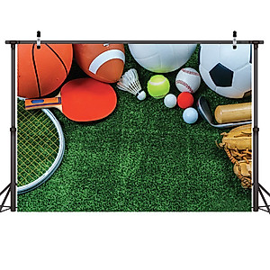 LYWYGG 7x5ft School Playground Photography Backdrops Sports Goods Grassland Backdrop for Studio Prop Photo Background Photography Props CP-14