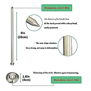 FOMMEN Stainless Steel 304 Patio Rug Stakes 8" RV Rug Stakes, Used for Rugs, Tents, Tarps, RV Mats,No More Moving - Pack of 6