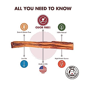 BFF Bully Sticks 6 inch (10 Count) - Long Lasting Dog Treats - Natural No-Hide Grain-Free Gluten-Free Dog Chews - Low Odor Bully Sticks - Thick Bully Sticks for Small and Medium Dogs