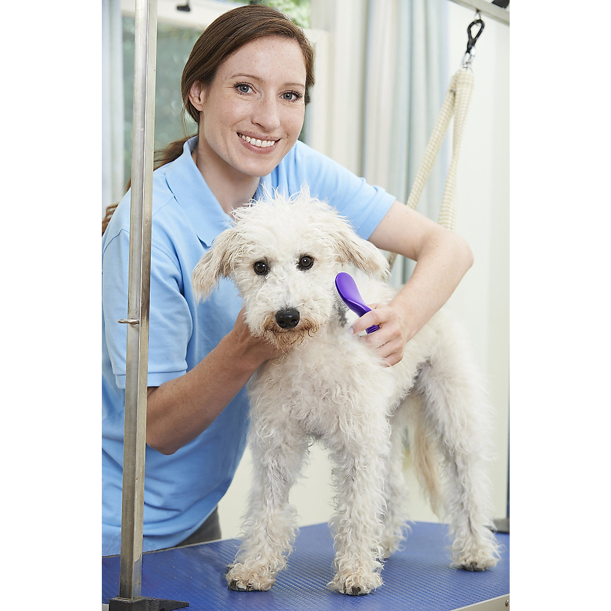 Hertzko Pin Brush for Dogs and Cats with Long or Short Hair – Great for Detangling and Removing Loose Undercoat or Shed Fur – Ideal for Everyday Brushing (Wide Brush)