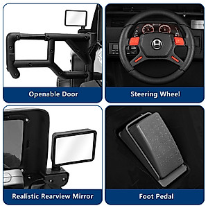 VALUE BOX Safety 12V Electric Two Seaters Ride On Car, Remote Control Kids Toddler Ride On Cars Motorized Vehicles Toy Car, Wheels Suspension, Seat Belts, LED Lights and Horn (Black)