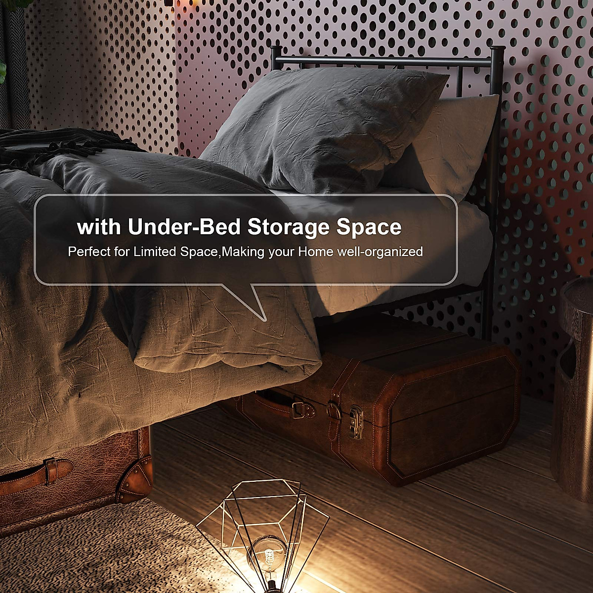 Weehom 12.7 Inches Metal Platform Bed Frame/Sturdy Strong Steel Noise Free/None Slip Mattress Foundation/No Box Spring Needed/Platform Twin Size Bed Black