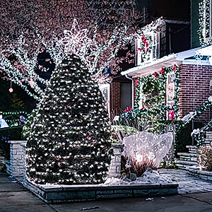 POTIVE 2 Pack Each 100 LED Solar Christmas Lights, 42.7 Ft Green Wire Solar String Lights Outdoor Waterproof, 8 Modes White Solar String Lights for Christmas Valentines Wedding Tree Patio Decorations