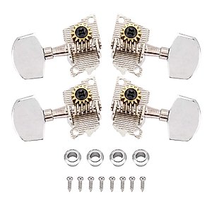 Bnineteenteam 2L2R Ukulele Tuning Peg,Silver Classical Machine Head Ukulele DIY Parts with Mounting Screws
