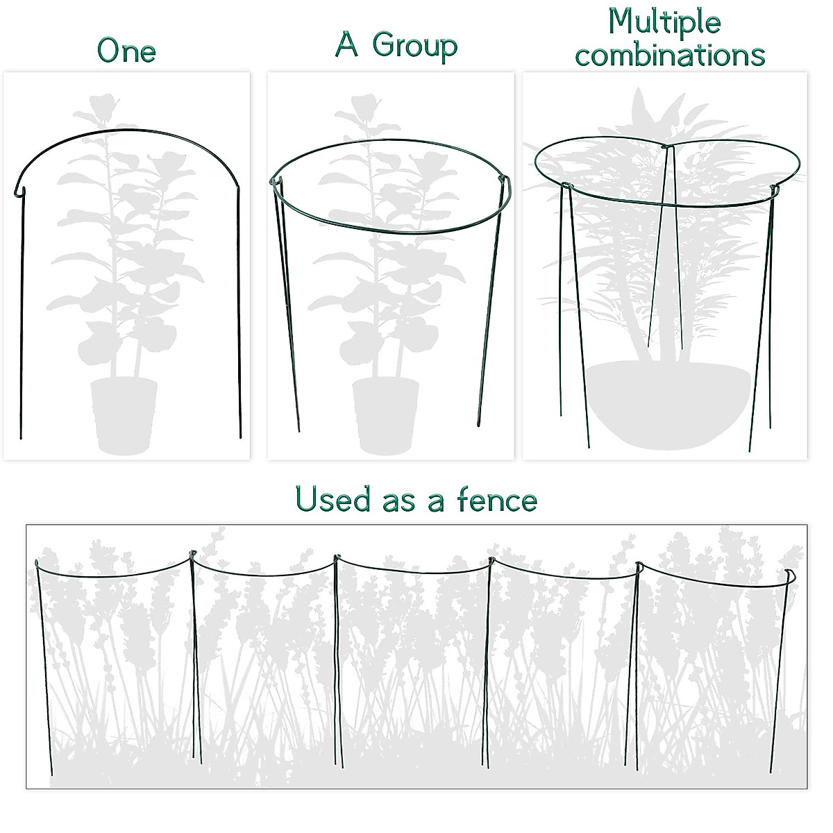 10 Pack Peony Cages and Supports, 10" (W) x 16"(H) Plant Support, Rust-Proof Metal Plant Support Stakes for Outdoor&Indoor Plants, Bonus 20 Plant Clips and 20 Plant Ties