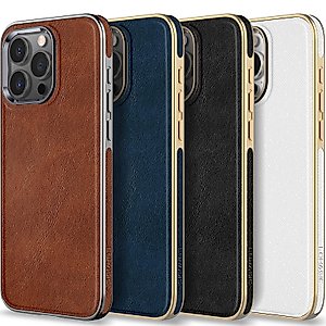LOHASIC PU Leather Case for iPhone 15 Pro, Luxury Elegant Vintage Phone Cover for Men Women, Anti-Slip Grip Scratch Resistant TPU Bumper, 6.1 Inch, 5G, 2023 - Brown Grey