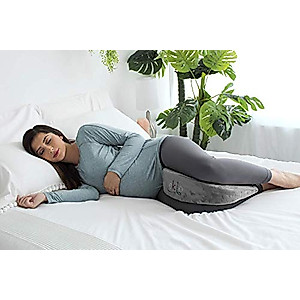 PharMeDoc Pregnancy Pillows for Sleeping Wedge Pillow, Maternity Pillow,Belly Wedge Memory Foam, Pregnancy Must Haves, New Mom Gifts for Women, Velvet Grey Cover