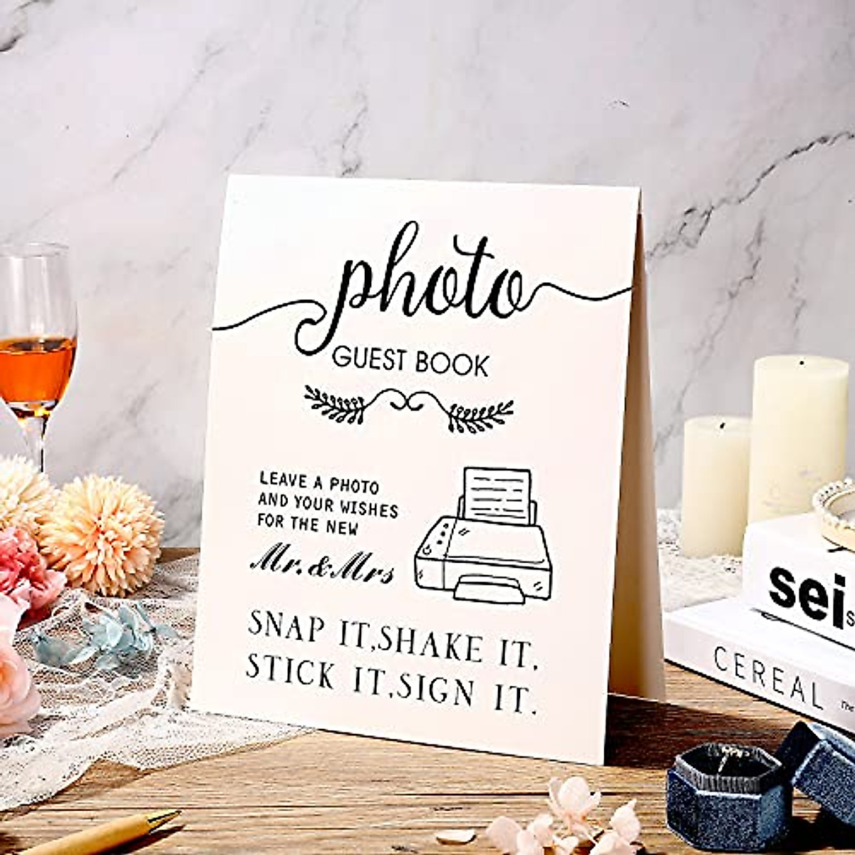 Wedding Photo Sign Guest Book 9.8 X 7.9 Inch Rustic Wedding Photo Guestbook Unframed Wedding Reception Sign Paper Bridal Shower Guestbook Decor for Wedding New Mr and Mrs