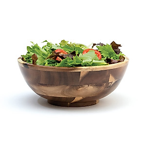 Lipper International Acacia Footed Round Flared Serving Bowl for Fruits or Salads, Small, 7" Diameter x 3" Height, Single Bowl