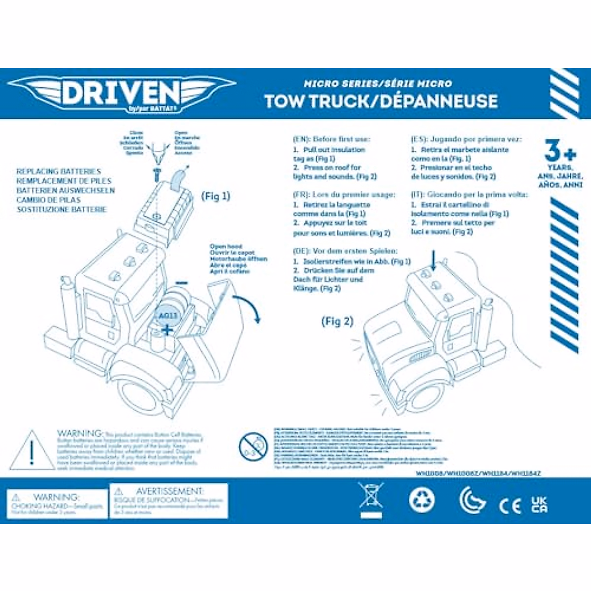 Driven by Battat – Toy Tow Truck For Kids – City Vehicle Toy – Lights & Sounds – Movable Parts – 3 Years + – Micro Tow Truck
