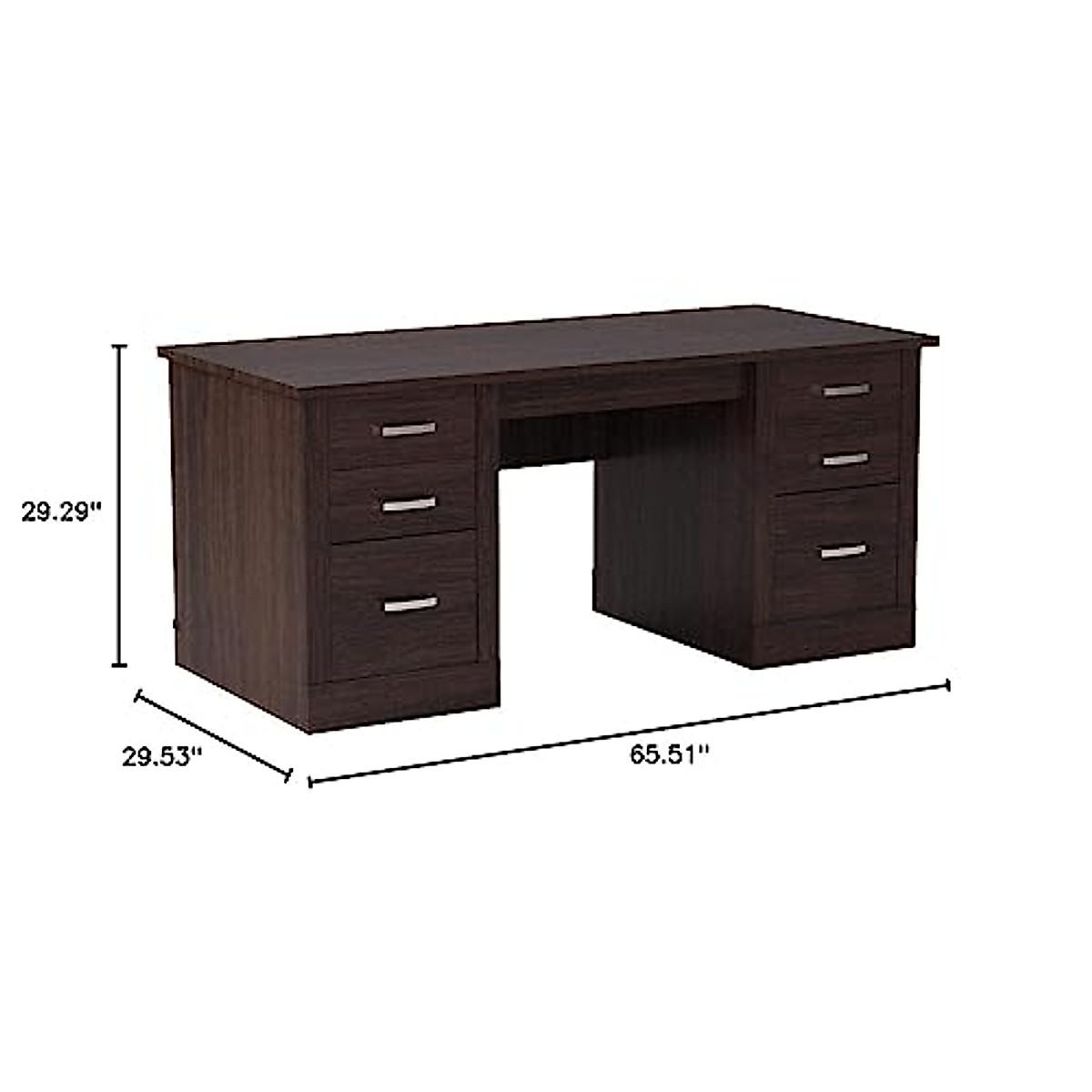 Sauder Office Port Desk, L: 65.51" x W: 29.53" x H: 29.29", Dark Alder Finish