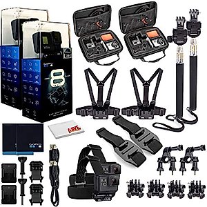 GoPro HERO8 Black Digital Action Camera - Waterproof, Touch Screen, 4K UHD Video, 12MP Photos, Live Streaming, Stabilization - with Mega Accessory Kit - All You Need Bundle - 2 Pack