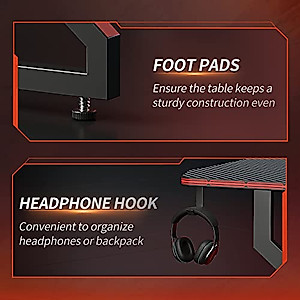 CubiCubi Simple Gaming Desk Z Shaped 40 inch Gamer Workstation, Home Computer Carbon Fiber Surface Gaming Desk PC Table with Headphone Hook