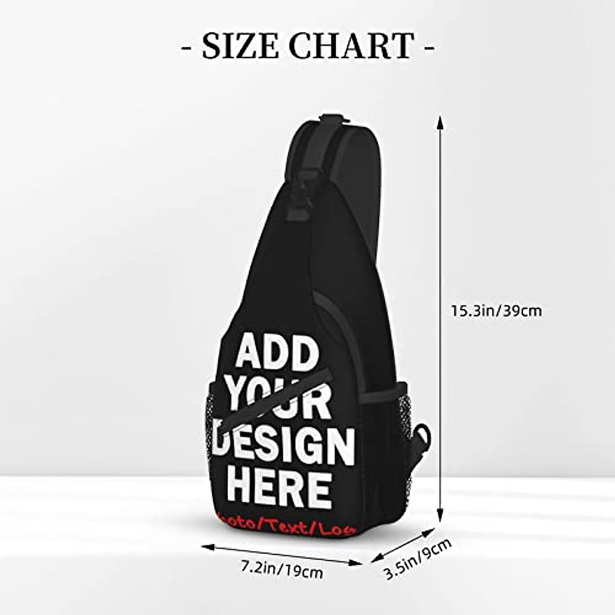 Custom Bag Sling Crossbody Bags Chest For Men Women Customize Personalized Shoulder Backpack Travel Hiking Daypacks With Text Image Daypack Casual Backpack, Black-3, 15.3x7.2x3.5 in