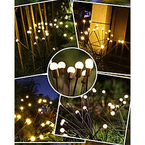 Solar Powered Firefly Lights, 10 LED Light Bulbs, Outdoor Waterproof Starburst Swaying Solar Garden Lights, Solar Decorative Lights for Pathway Yard Patio Landscape (1 Pack)