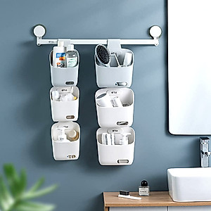 Plastic Hanging Basket Kitchen Storage Basket, Basket with Detachable hook, Hang it behind a door or on a railing, Over the Cabinet Door,White 2 Pack