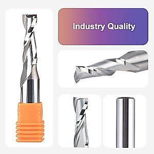 SpeTool Spiral Router Bits with UpCut 3/8 inch Cutting Diameter, 1/2 Inch Shank HRC55 Solid Carbide CNC End Mill for Wood Small Cut, Carving