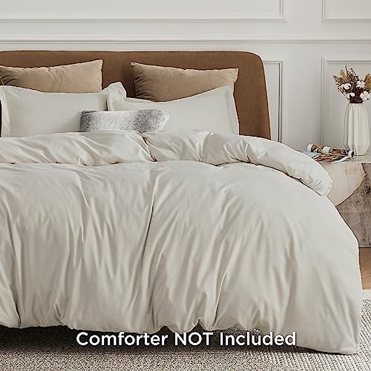 Bedsure Light Khaki Duvet Cover Queen Size - Soft Brushed Microfiber Duvet Cover for Kids with Zipper Closure, 3 Pieces, Include 1 Duvet Cover (90"x90") & 2 Pillow Shams, NO Comforter