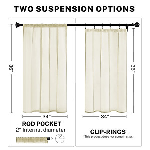 MRTREES Beige Sheer Curtains 34 x 36 inch Length Kitchen Tier Short Curtains Light Filtering Rod Pocket Voile Cafe Curtains for Kitchen Bathroom Small Half Window 2 Panels