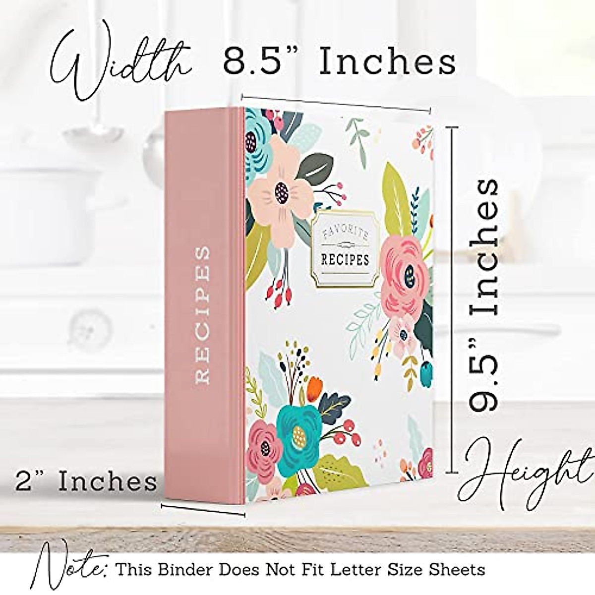 Recipe Binder 3 Ring Organizer Blank Recipe Book 8.5" x 9.5" with 50 Blank Recipes Cards (4x6), Full Page Dividers, Plastic Page Protectors Recipe Book to Write in Your own Recipes