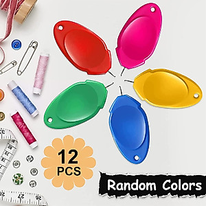 TOOVREN Needle Threader for Hand Sewing 12 Pcs Plastic Wire Hook Simple Threader for Needles Small Eye Needle Threader for Sewing Machine Needle Threader Tool for Sewing Crafting