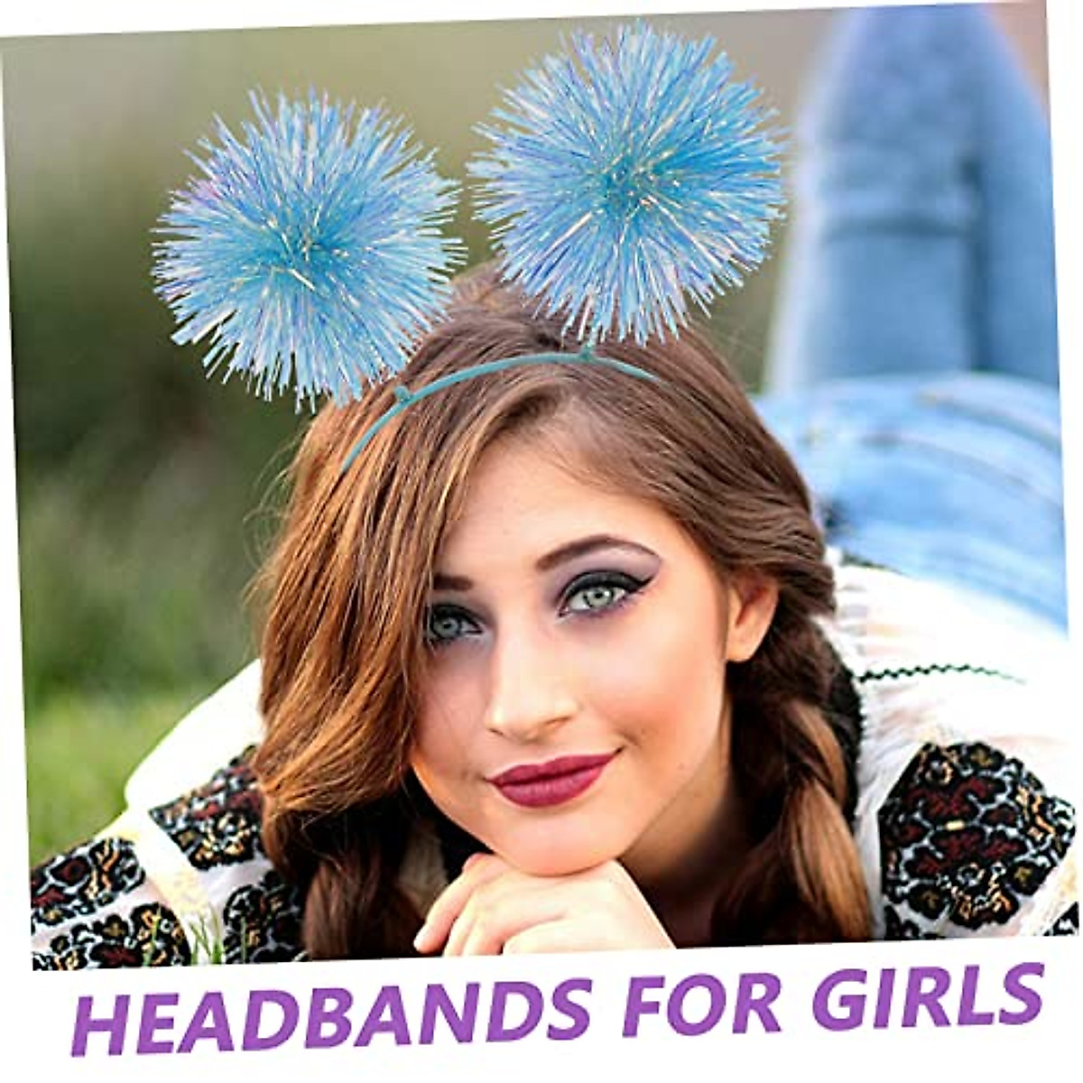 FELTECHELECTR Fluffy Headband Headband Pink Party Supplies Womens Head Bands Prom Photo Props Girl Headband Scrunchies for Women Birthday Hair Band Birthday Headbands for Women Blue Miss