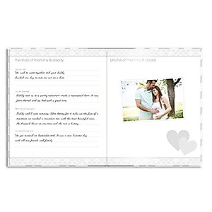 Pearhead Baby Memory Book, First 5 Years Baby Milestone Book, Pregnancy Journal, Newborn Baby Girl or Baby Boy Keepsake, With Clean-Touch Ink Pad For Baby's Handprint or Footprint, Gray Chevron