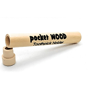 Gigi Jen's Gifts Wooden Pocket Travel Toothpick Holder - Pocket Wood - 1 Holder and 3 Individually Wrapped Toothpicks Included