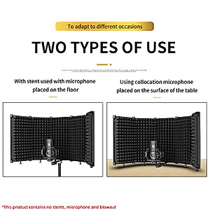 Depusheng 5 Panel Foldable Studio Microphone Isolation Shield Recording Sound Absorber Foam Panel