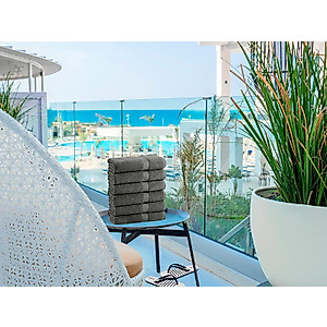 Oakias 6 Pack Small Cotton Towels Grey – 22 x 44 Inches 500 GSM – Hotel, Pool & Gym Towels – Highly Absorbent
