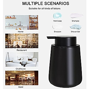 Matte Black Ceramic Soap Dispenser and Toothbrush Holder Set of 2, 12oz Hand Dish Soap Dispenser - Toothbrush and Toothpaste Cup Holders for Bathroom, Kitchen, Countertop Dresser