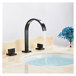 LIANTE Black Bathroom Waterfall Faucet Brass Basin Faucet Tap Hot and Cold Water Double Control Basin Gold Color Bathtub Faucet,Kitchen Faucet