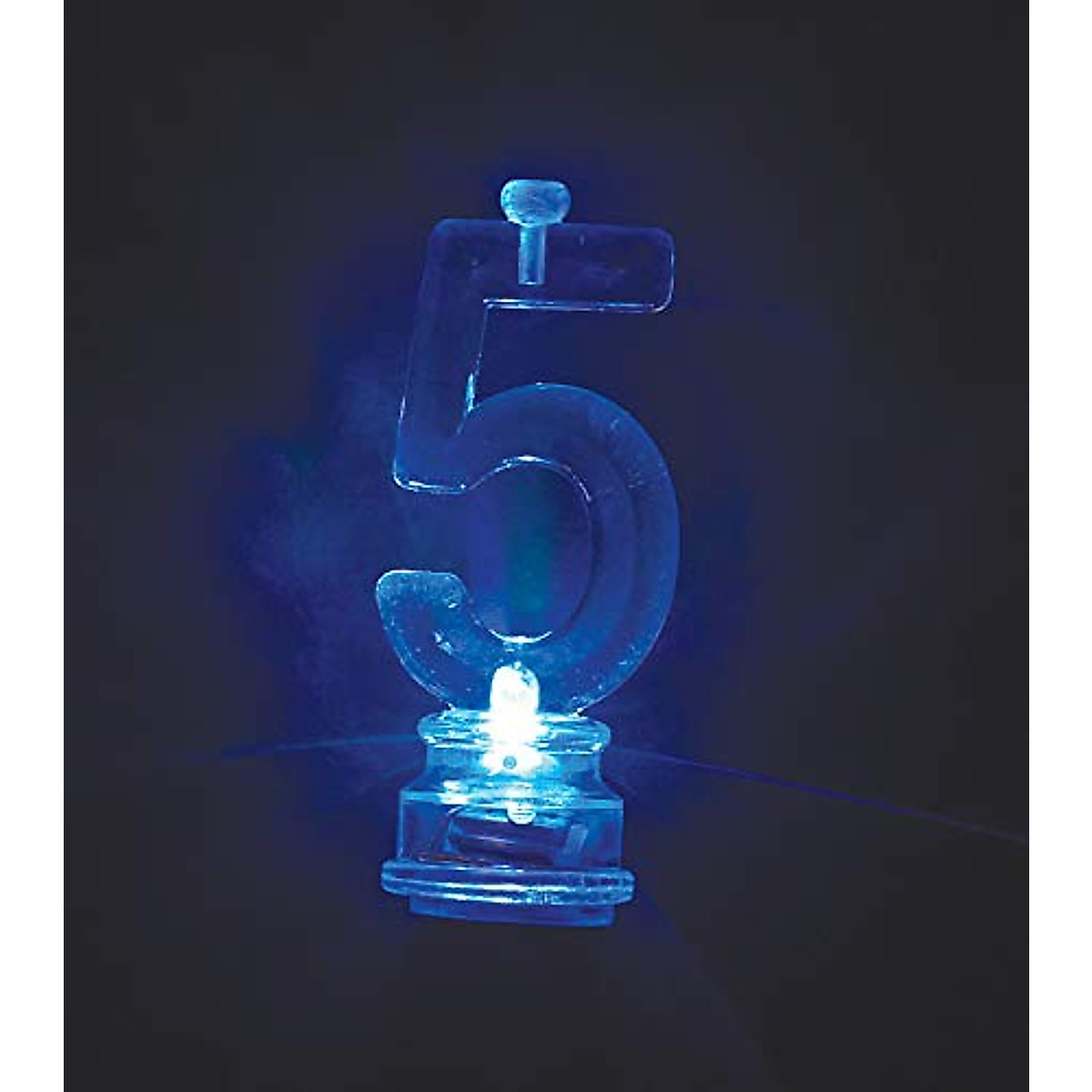 Unique Number 5 Flashing Candle Holder & Candles, 3", Multicolor