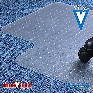 Marvelux Vinyl (PVC) Office Chair Mat for Very Low Pile Carpeted Floors 45" x 53" | Transparent Carpet Protector with Lip | Multiple Sizes