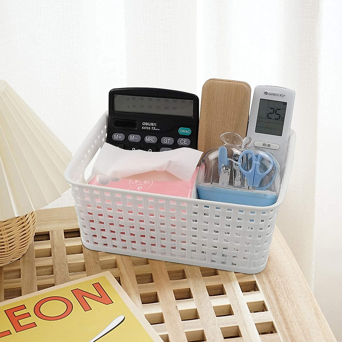 Ortodayes 6 Pack Plastic Woven Basket, Small Bathroom basket